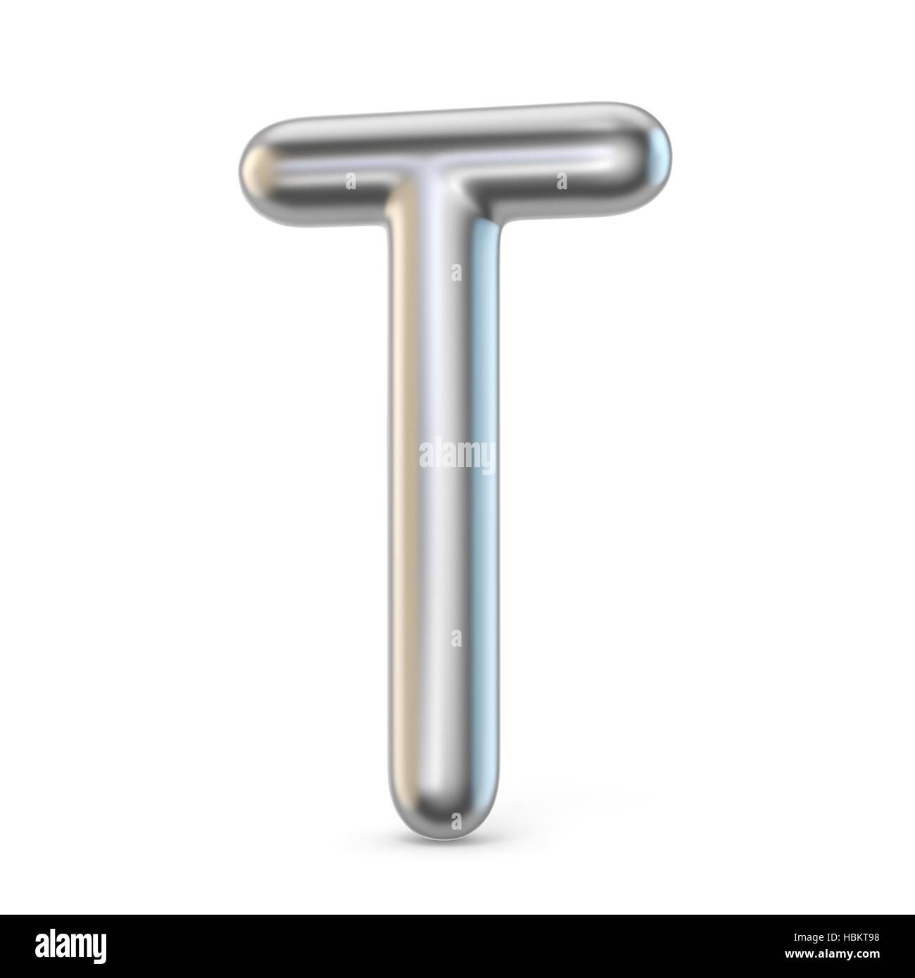 Metal alphabet symbol. Letter T 3D render illustration isolated on ...