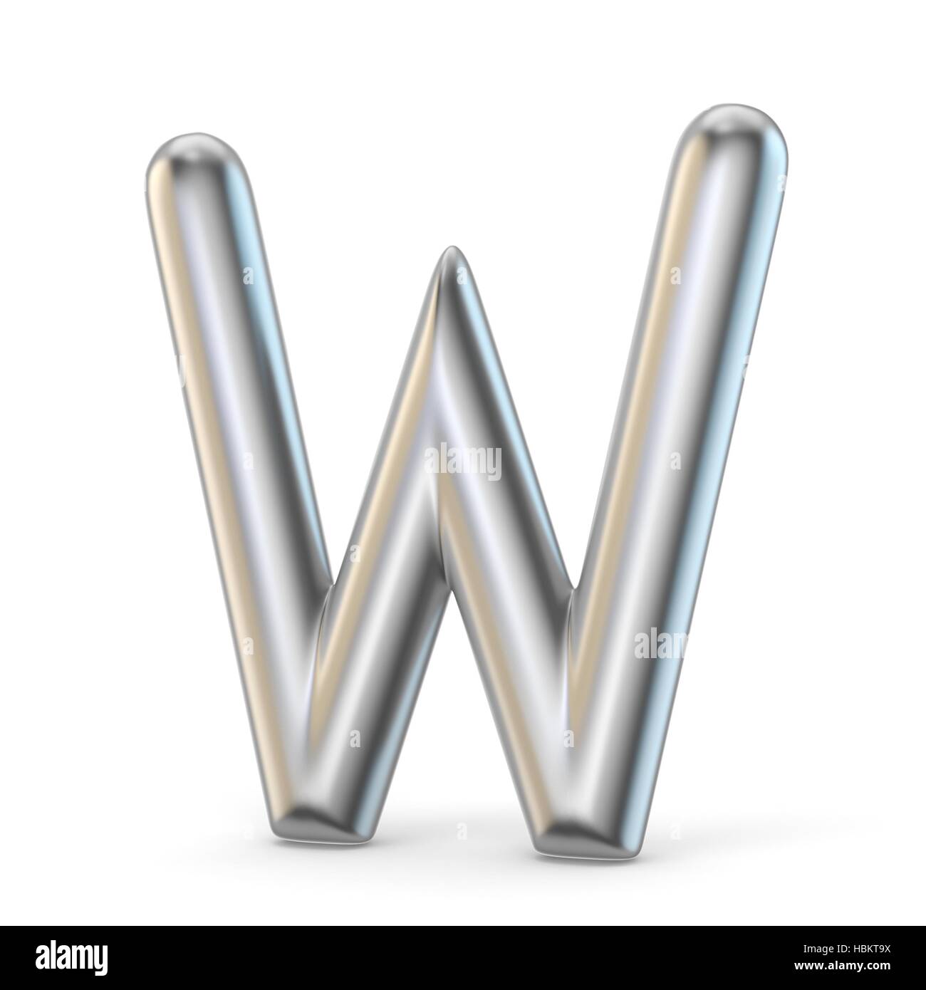 Metal alphabet symbol. Letter W 3D render illustration isolated on ...