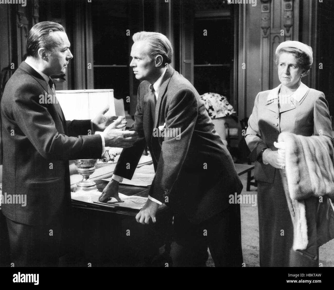 THE COBWEB, from left: Charles Boyer, Richard Widmark, Mabel Albertson ...