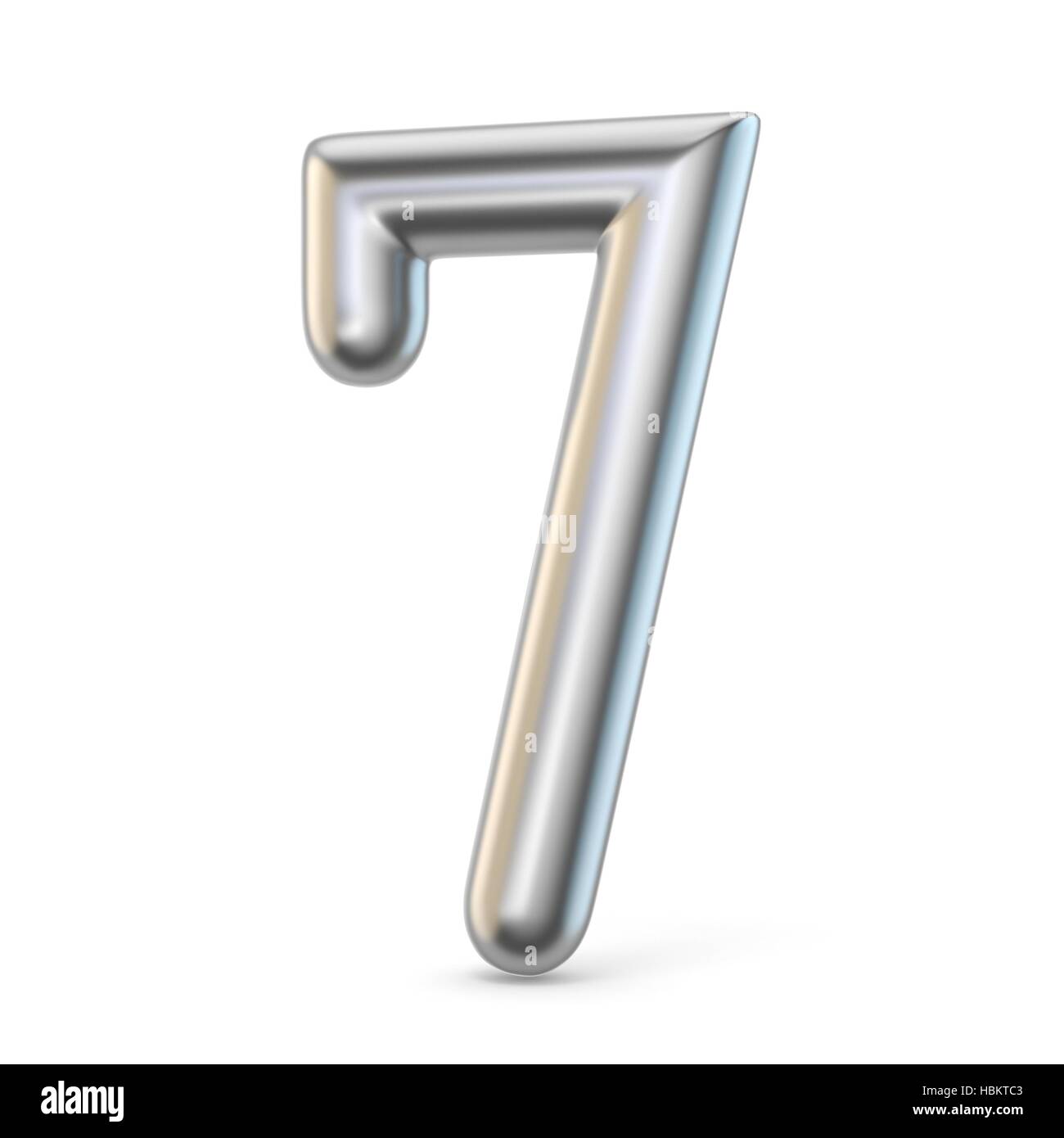 Metal silver font. Number SEVEN 7 3D render illustration isolated on ...