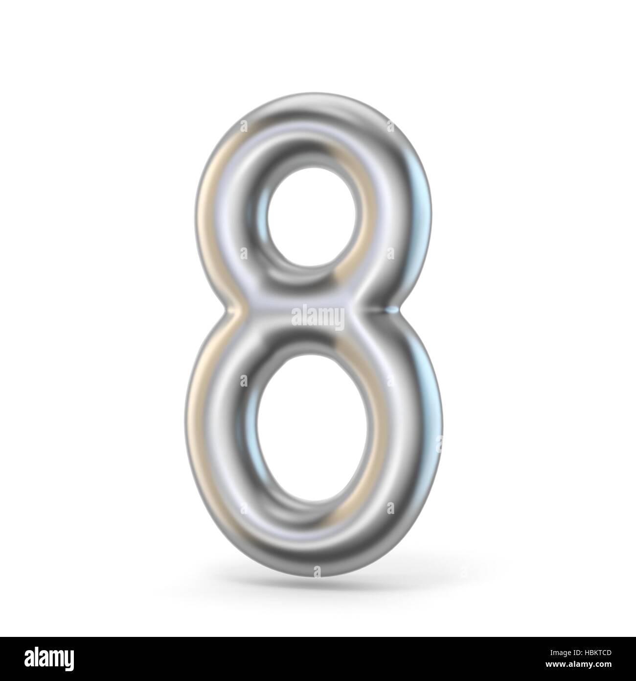 Metal silver font. Number EIGHT 8 3D render illustration isolated on ...