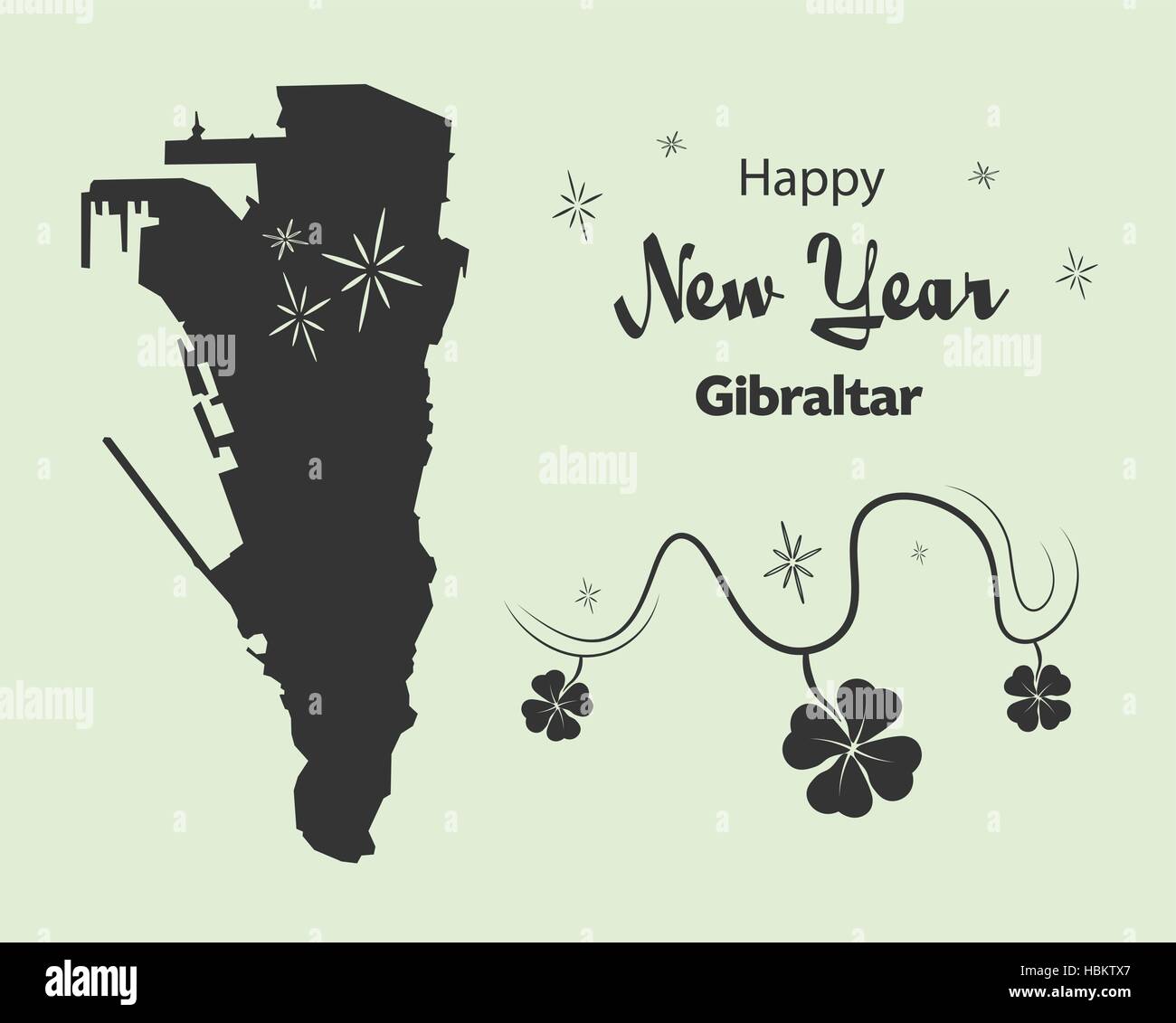 Happy New Year illustration theme with map of Gibraltar Stock Vector ...