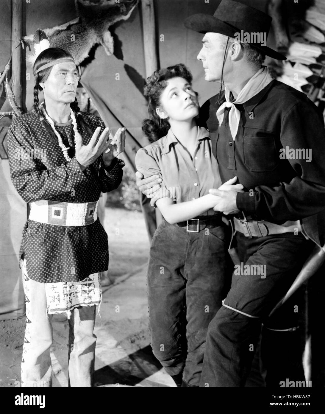 COLT .45, from left: Chief Thundercloud, Ruth Roman, Randolph Scott ...