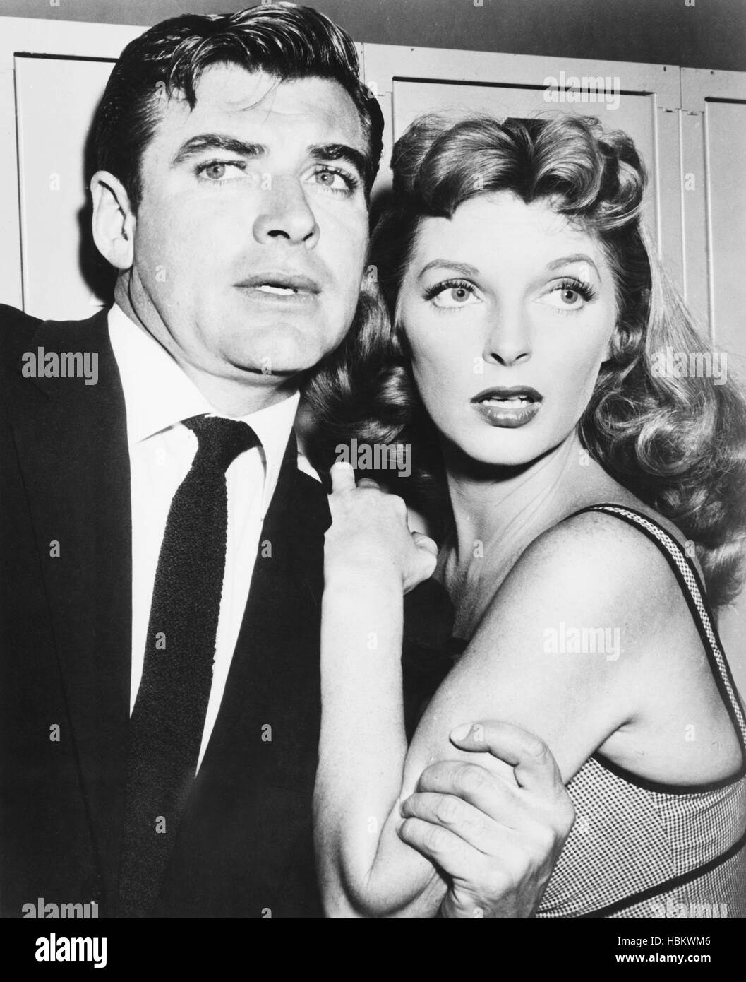 CRIME AGAINST JOE, from left: John Bromfield, Julie London, 1956 Stock ...