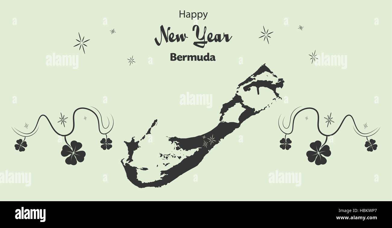 Happy New Year illustration theme with map of Bermuda Stock Vector ...