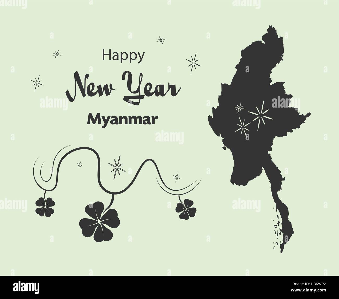 Happy New Year illustration theme with map of Myanmar Stock Vector ...