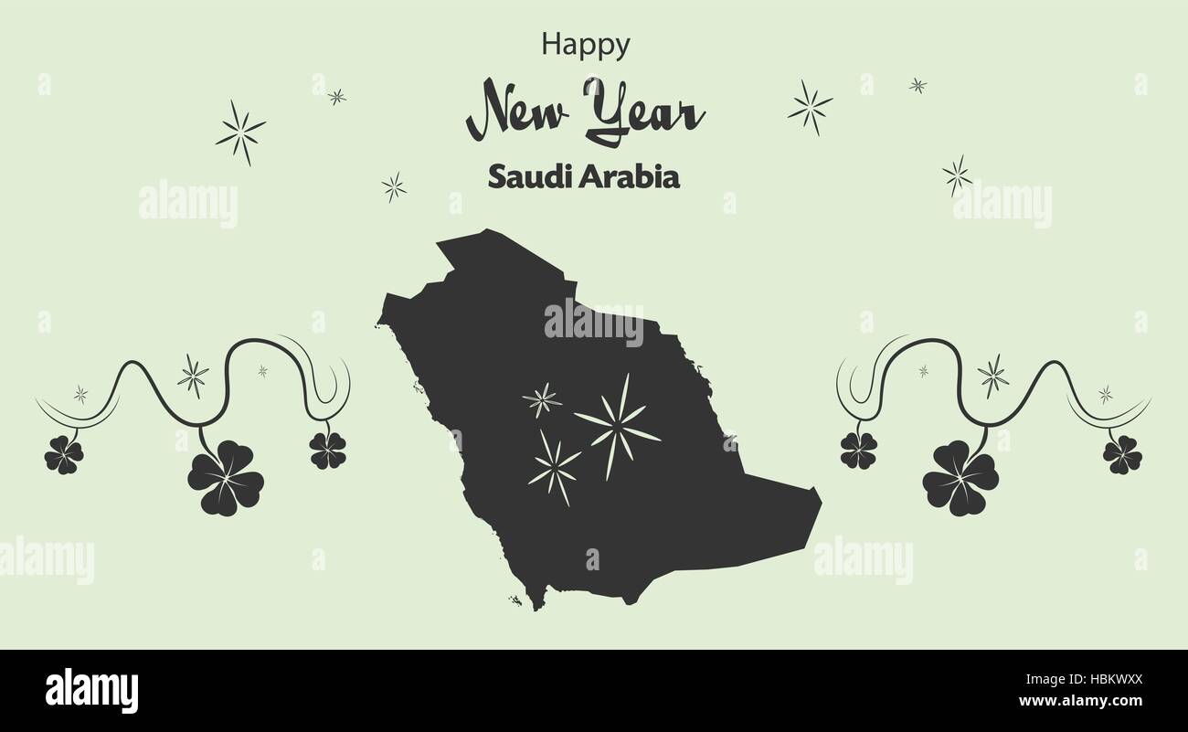 Happy New Year illustration theme with map of Saudi Arabia Stock Vector ...