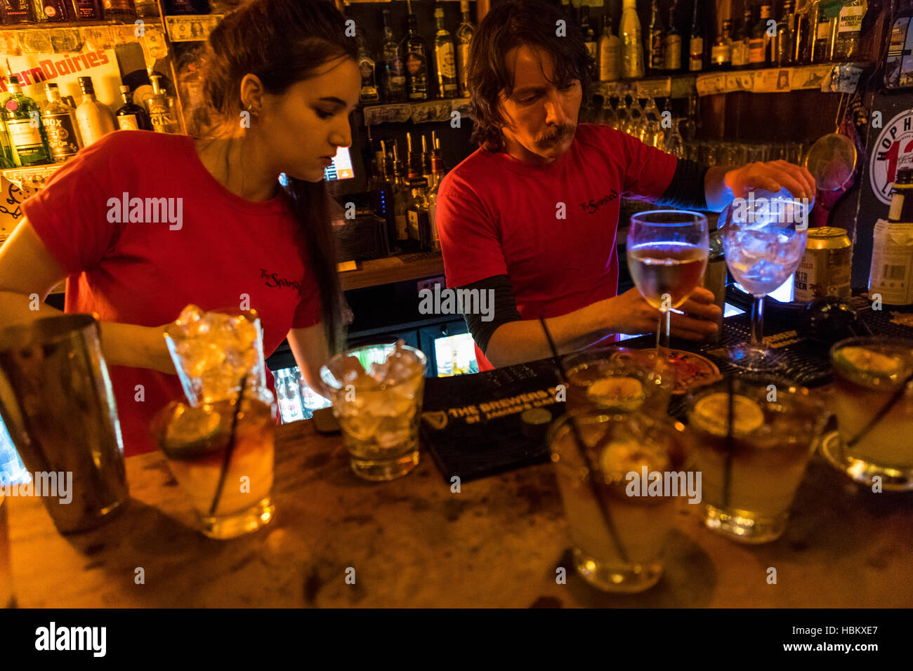 Cocktails in the Spaniard Bar, Belfast, Northern Ireland Stock Photo ...