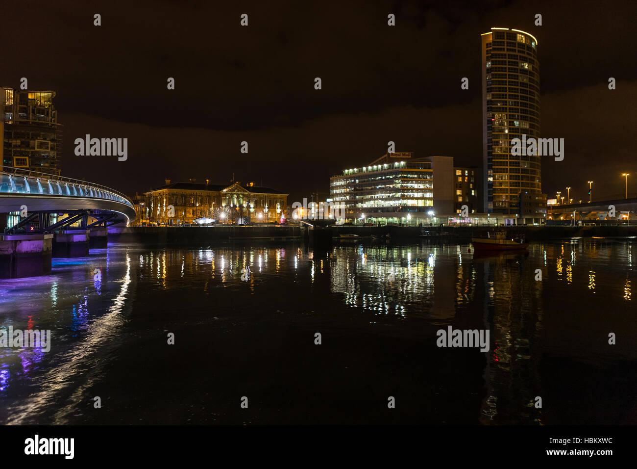 The Lagan footbridge over the River Lagan, Belfast, Northern Ireland ...