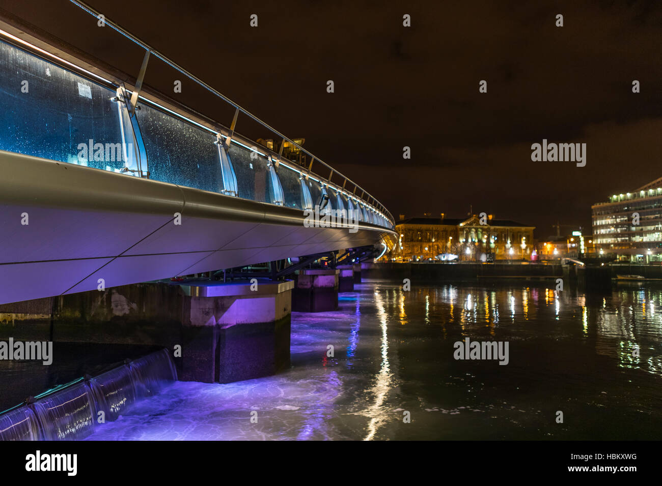 The Lagan footbridge over the River Lagan, Belfast, Northern Ireland ...