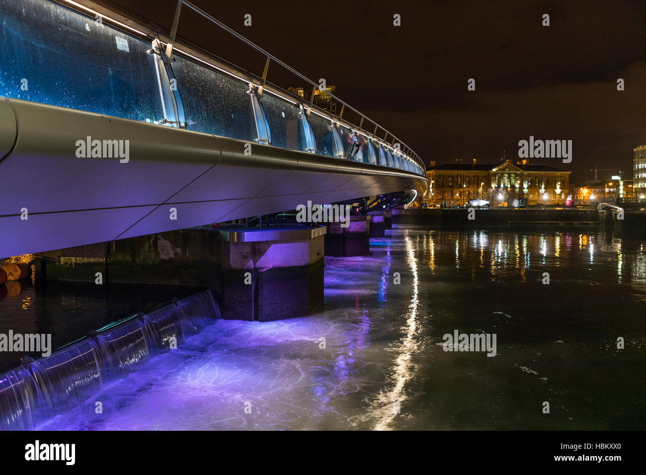 The Lagan footbridge over the River Lagan, Belfast, Northern Ireland ...