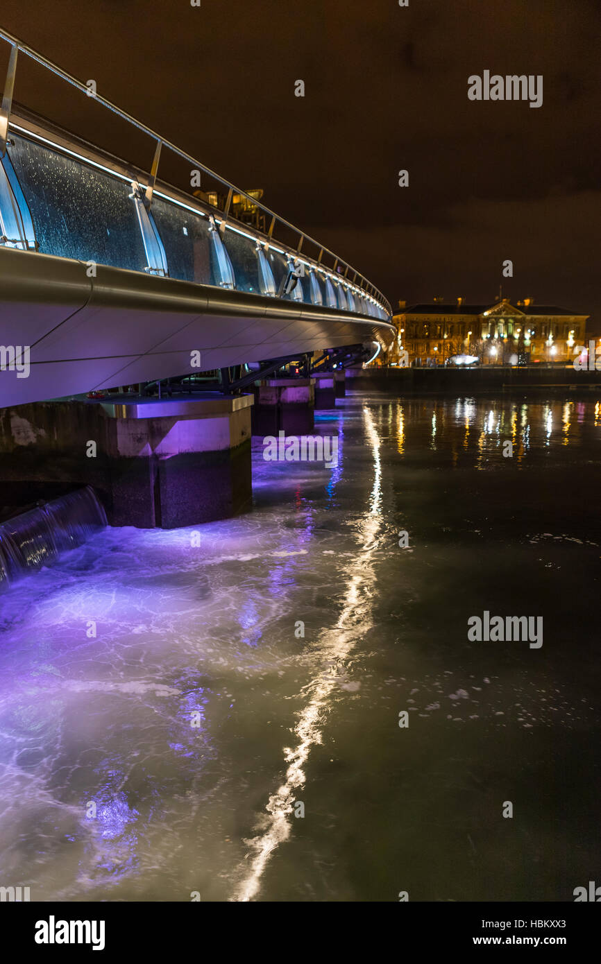 The Lagan footbridge over the River Lagan, Belfast, Northern Ireland ...