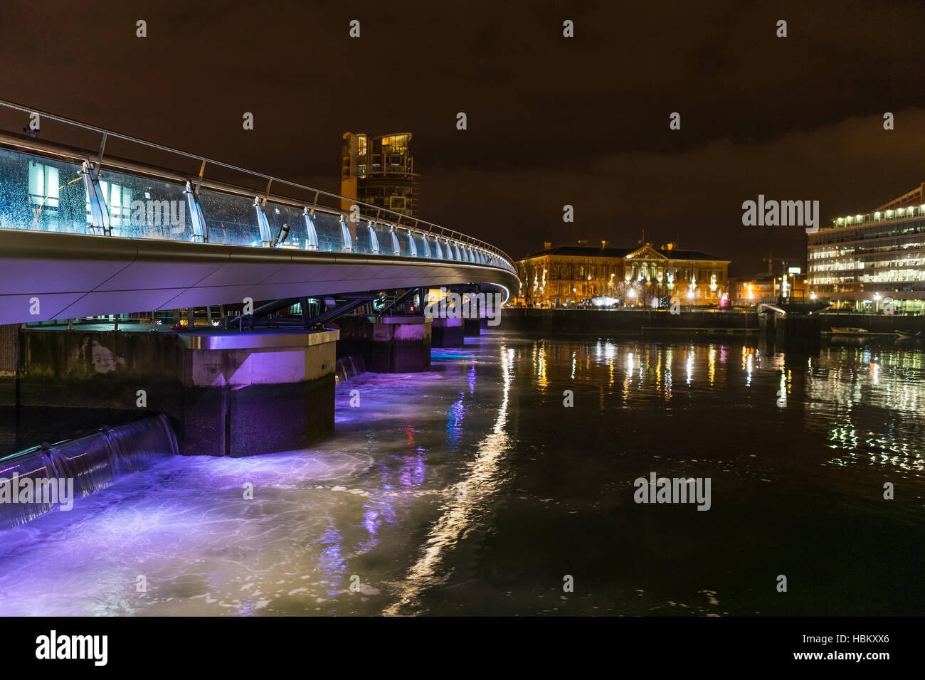 The Lagan footbridge over the River Lagan, Belfast, Northern Ireland ...