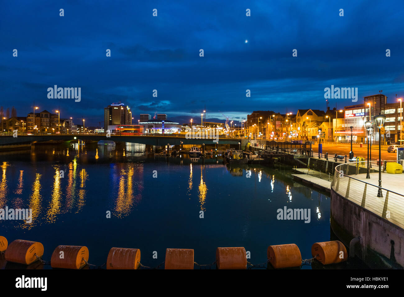 The Lagan Bridge at night, Belfast, Northern Ireland Stock Photo - Alamy