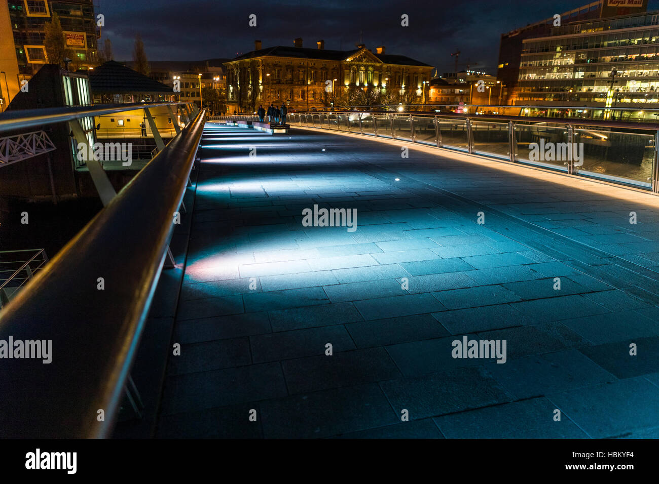 The Lagan footbridge over the River Lagan, Belfast, Northern Ireland ...