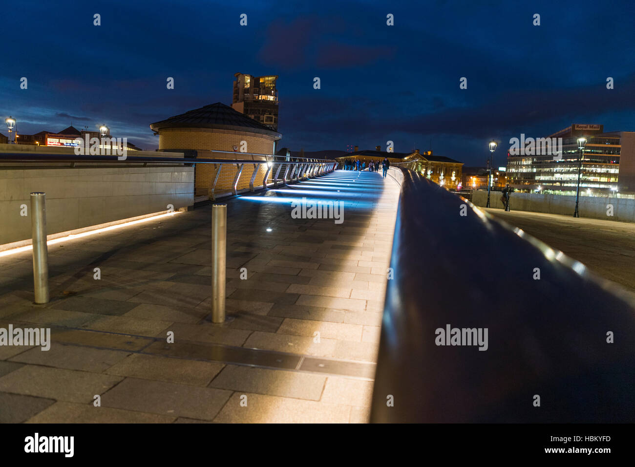 The Lagan footbridge over the River Lagan, Belfast, Northern Ireland ...