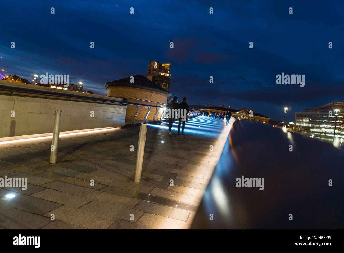 The Lagan footbridge over the River Lagan, Belfast, Northern Ireland ...