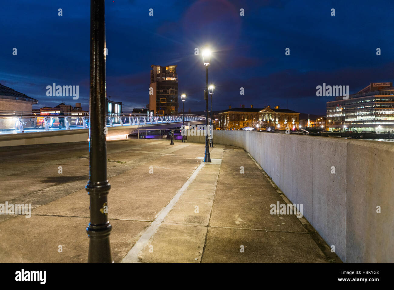 The Boat tower and the Lagan footbridge over the Lagan River, Belfast ...