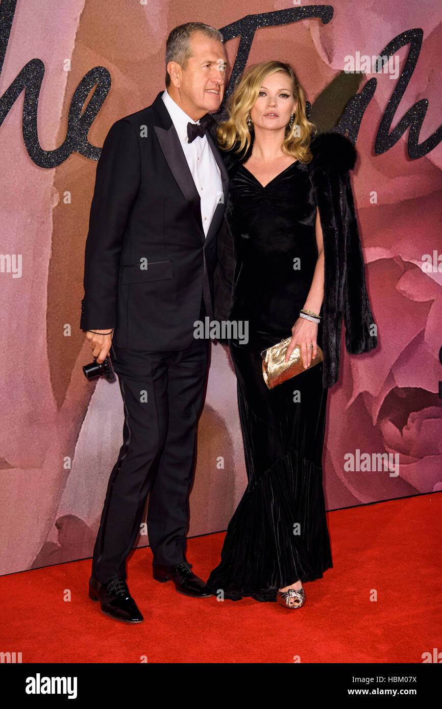 Mario Testino and Kate Moss attending The Fashion Awards 2016 at the ...
