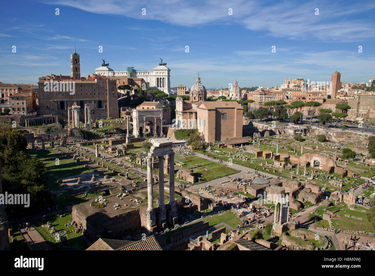 Rome, Roman Forum, overview, pillars of the Temple of Castor and Pollux ...