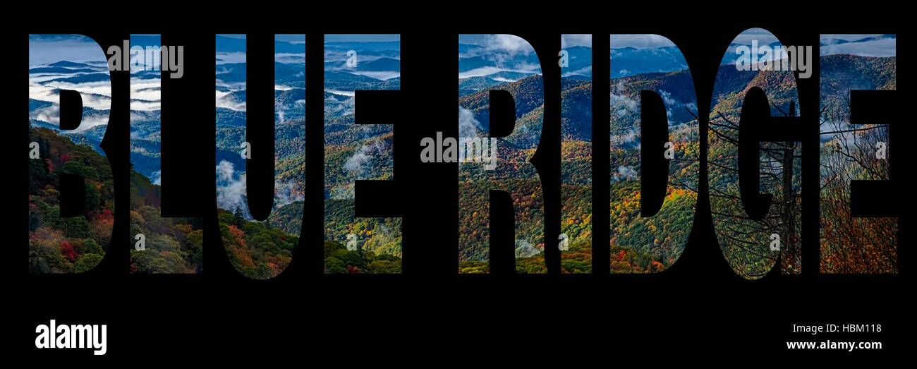 blue ridge parkway text word photo Stock Photo - Alamy