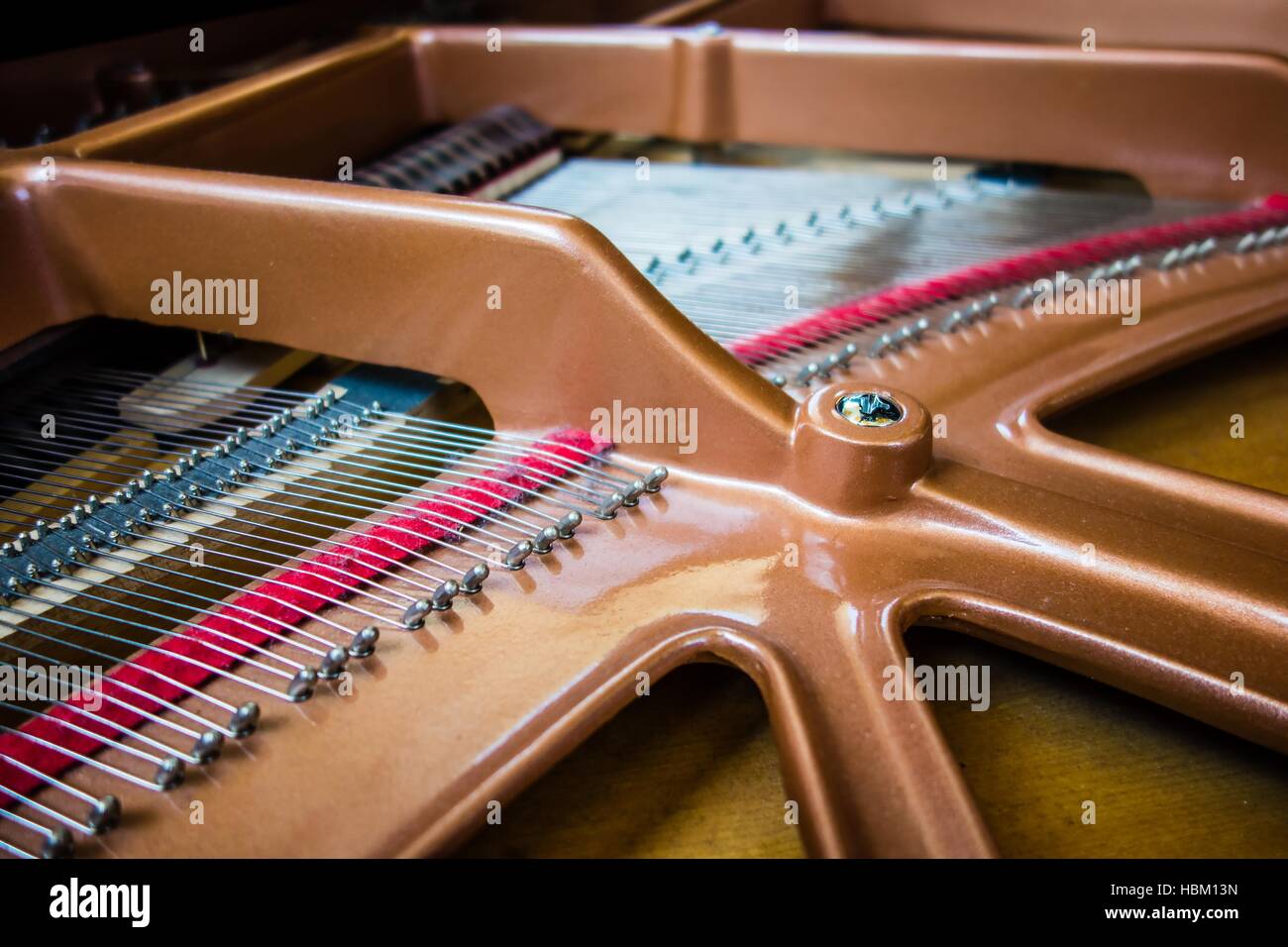 open piano strings and notes Stock Photo - Alamy