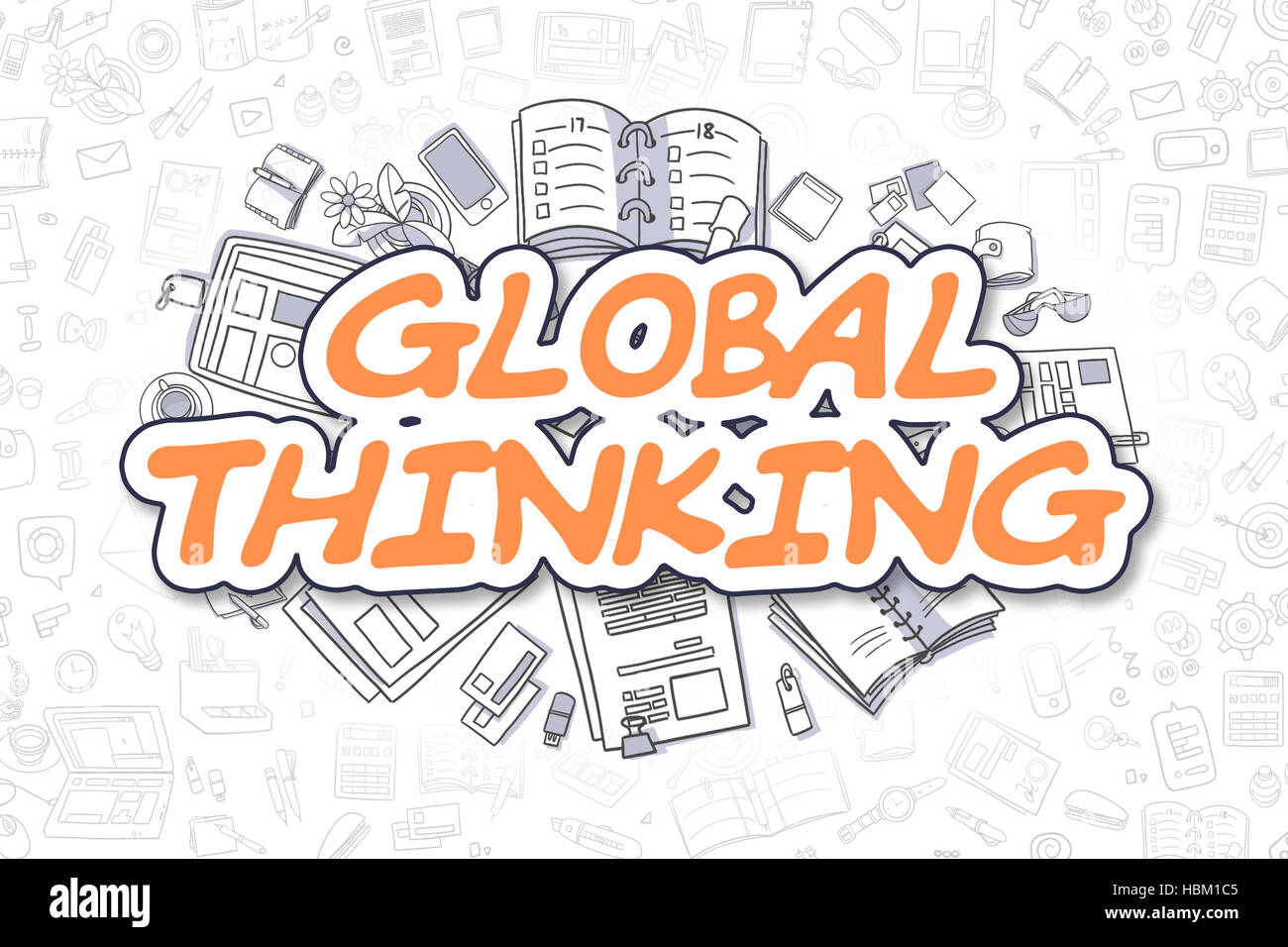 Global Thinking - Doodle Orange Word. Business Concept Stock Photo - Alamy