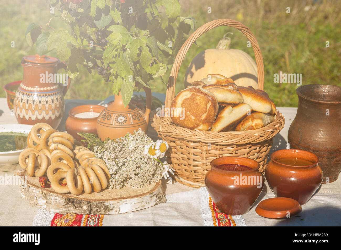 Russian table with food Stock Photo - Alamy