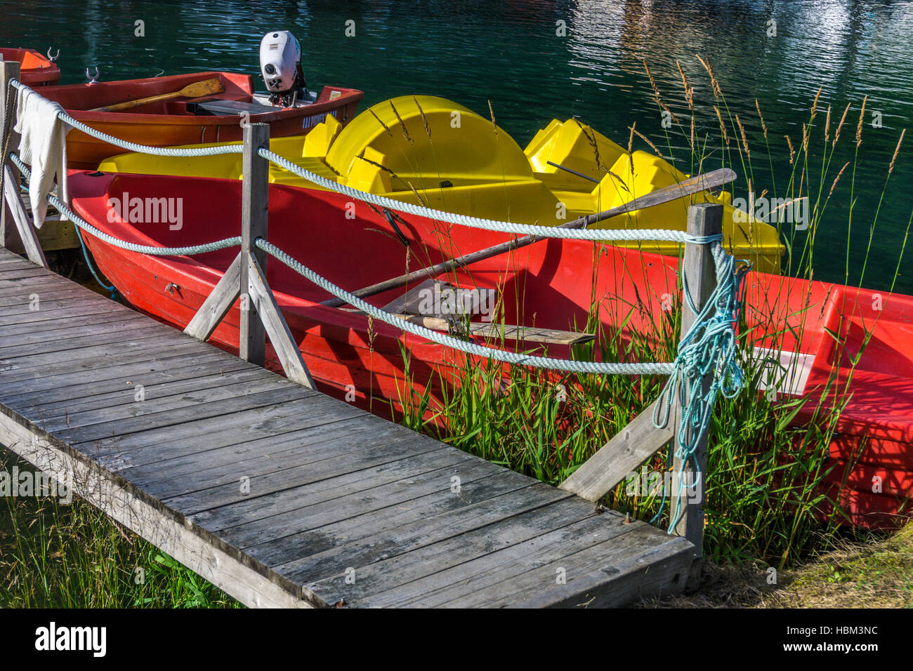 Colourful boats in Norway Stock Photo - Alamy