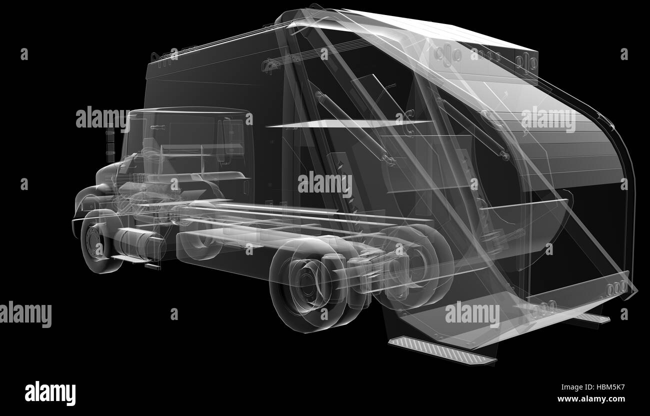 Trash truck loading Black and White Stock Photos & Images - Alamy
