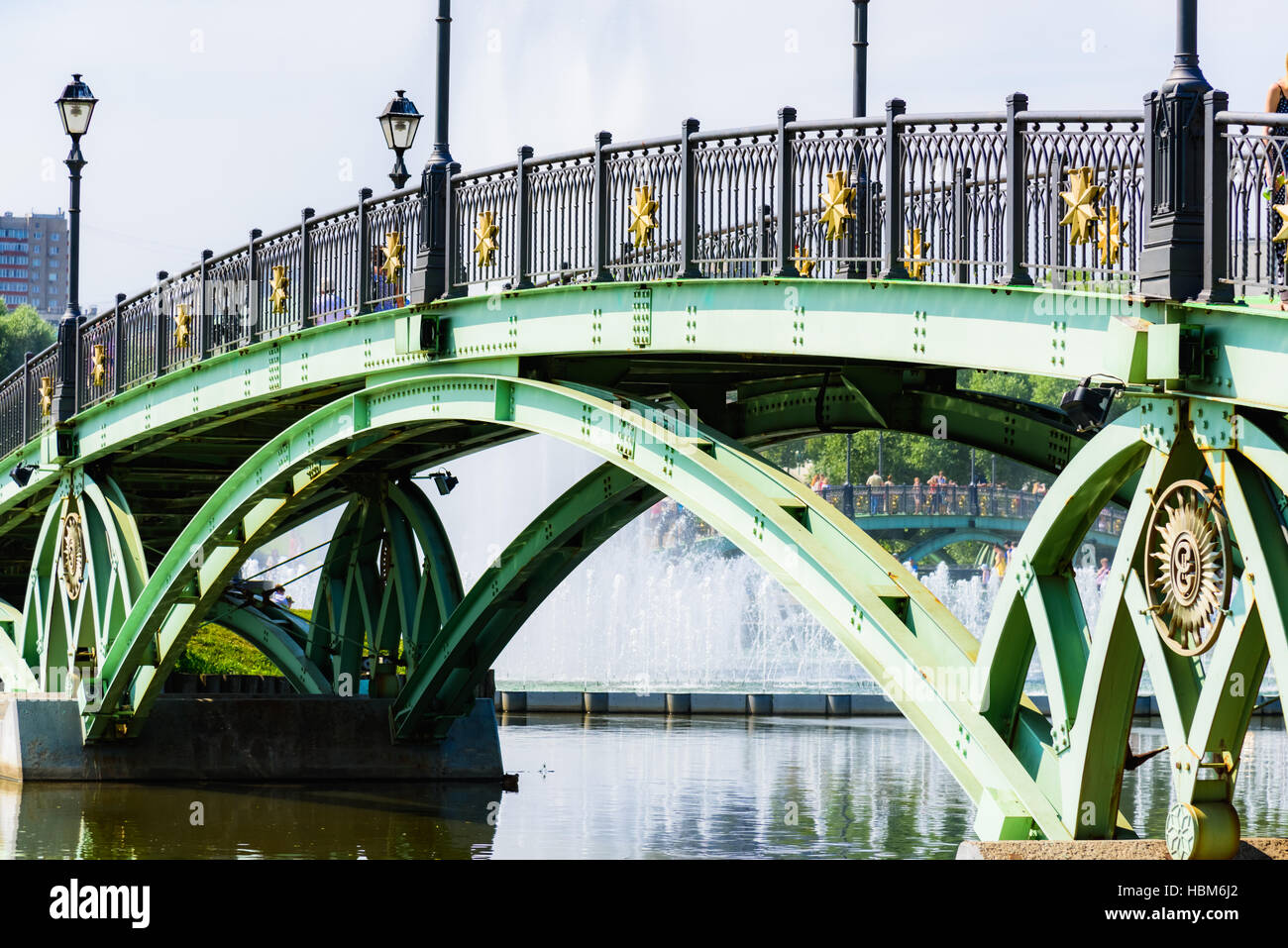 pedestrian iron bridge over the river Stock Photo - Alamy