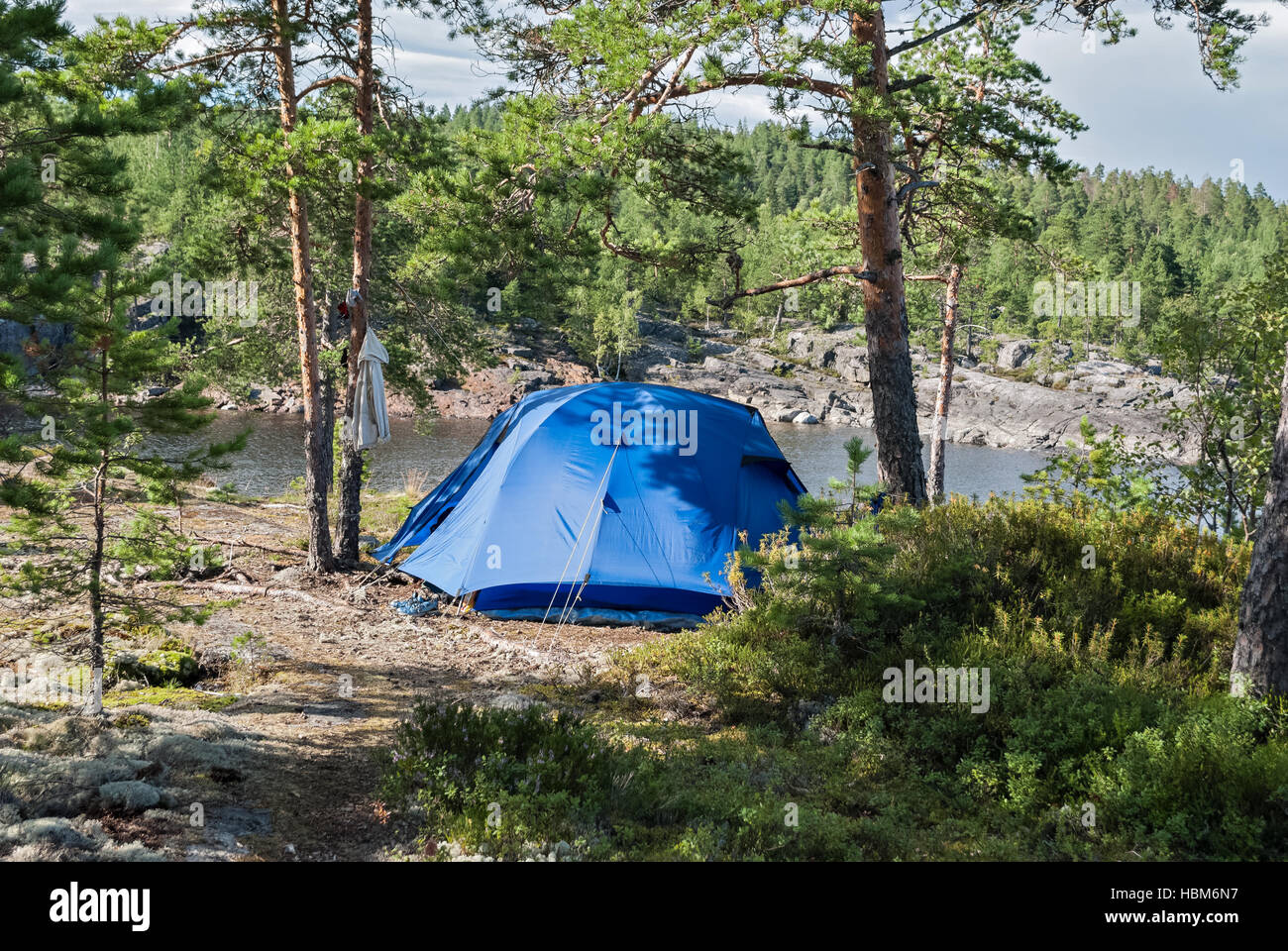 Blue tourist tent Stock Photo - Alamy