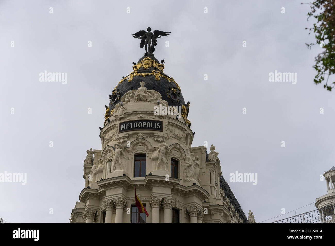 Singular building of street alcala in the center of the city of madrid ...