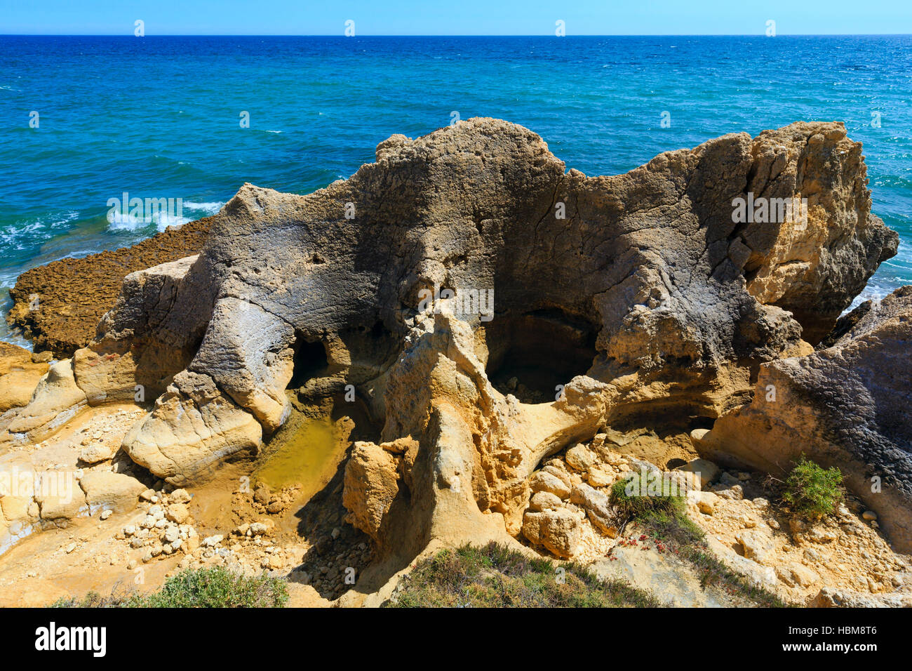 Atlantic rocky coast view (Algarve, Portugal Stock Photo - Alamy