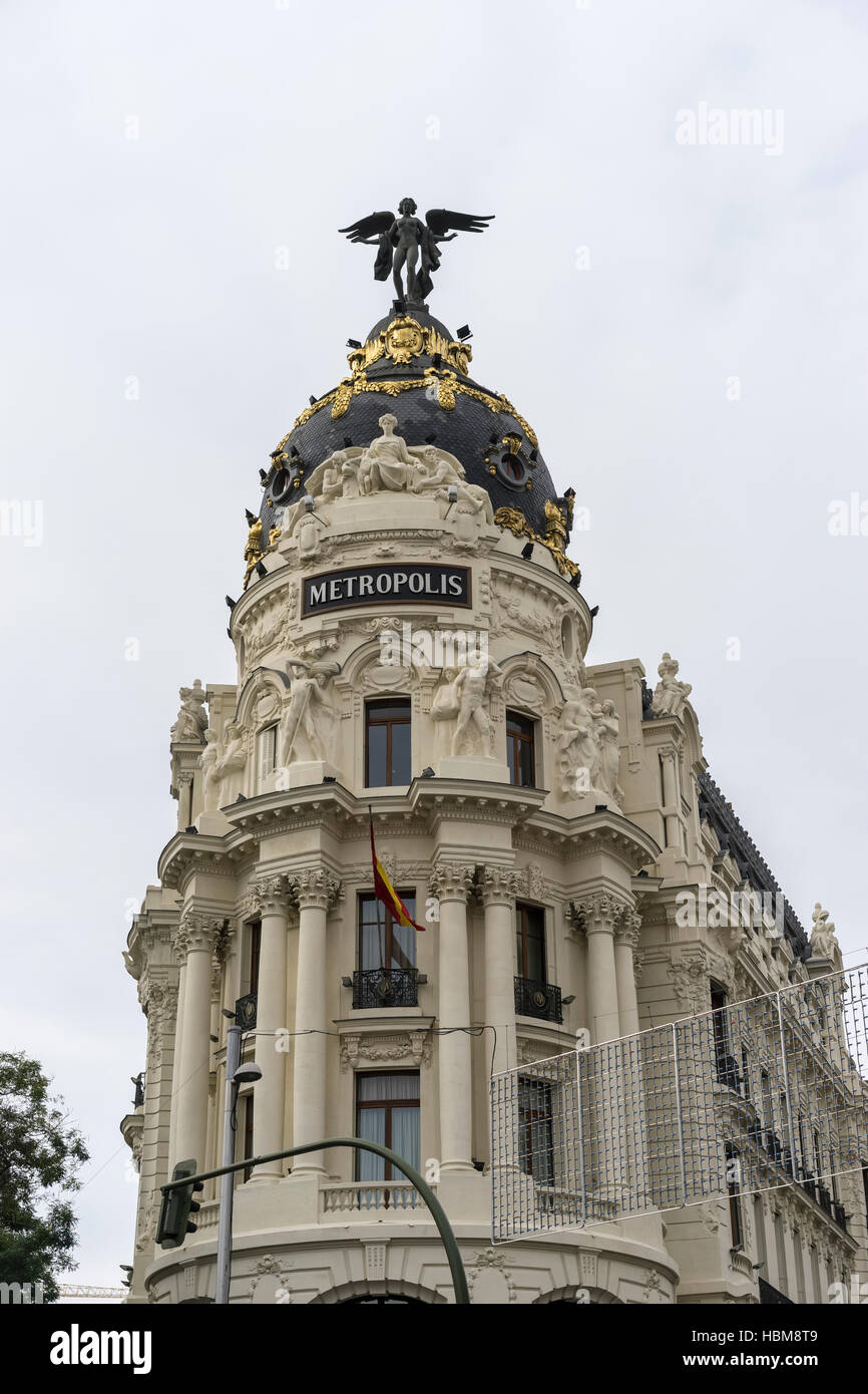 Singular building of street alcala in the center of the city of madrid ...