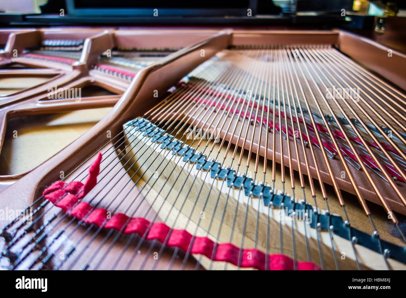 open piano strings and notes Stock Photo - Alamy