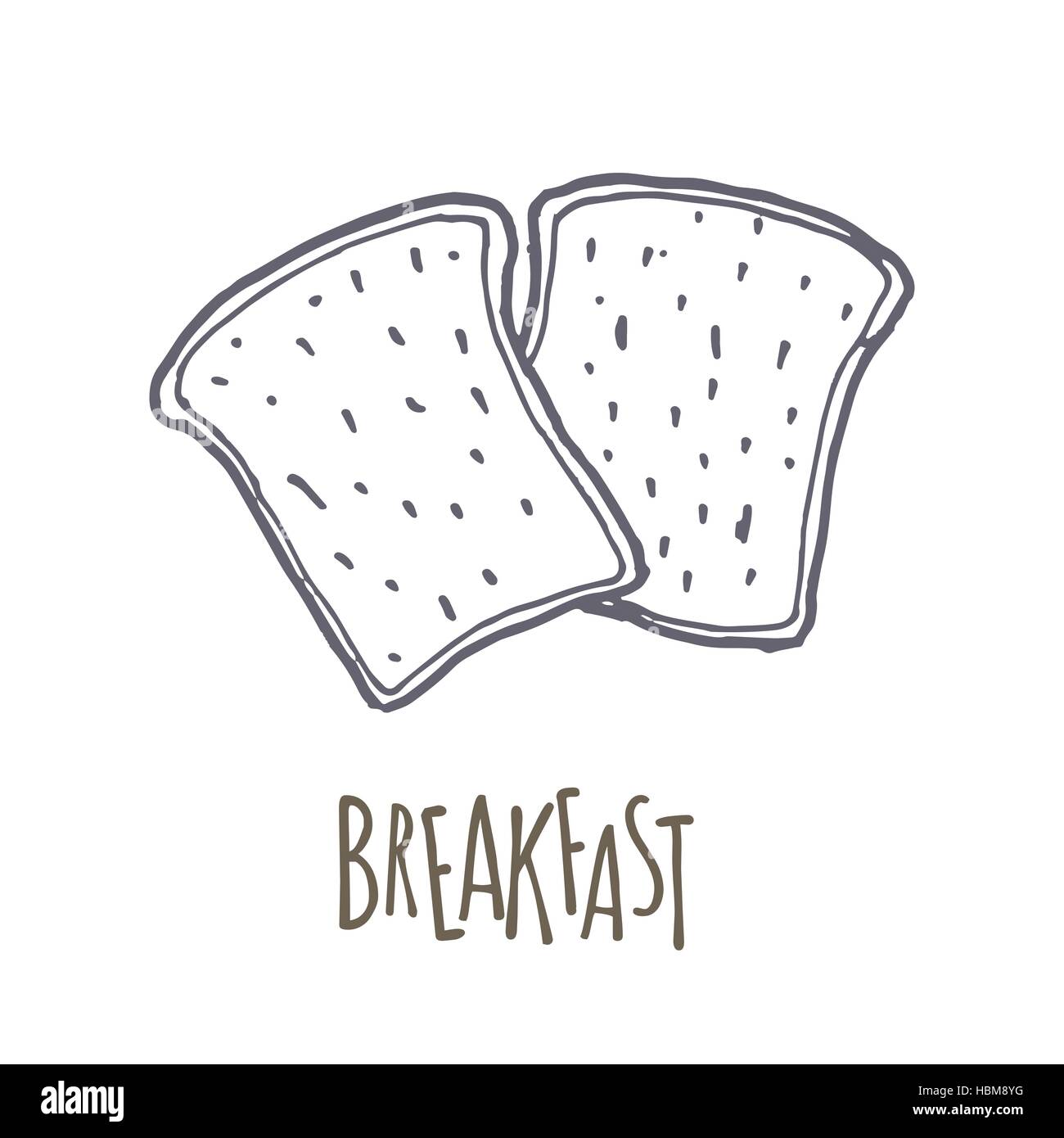 Breakfest hand drawn icon over white background. Doodle illustration ...