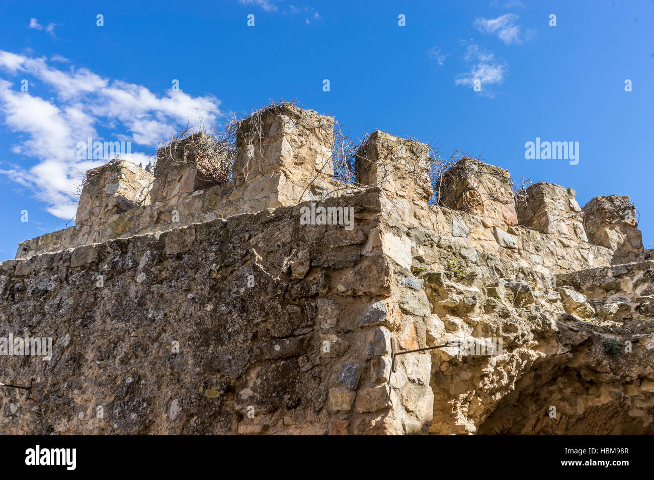 Fortification, medieval castle town of Consuegra in Toledo, Spain Stock ...