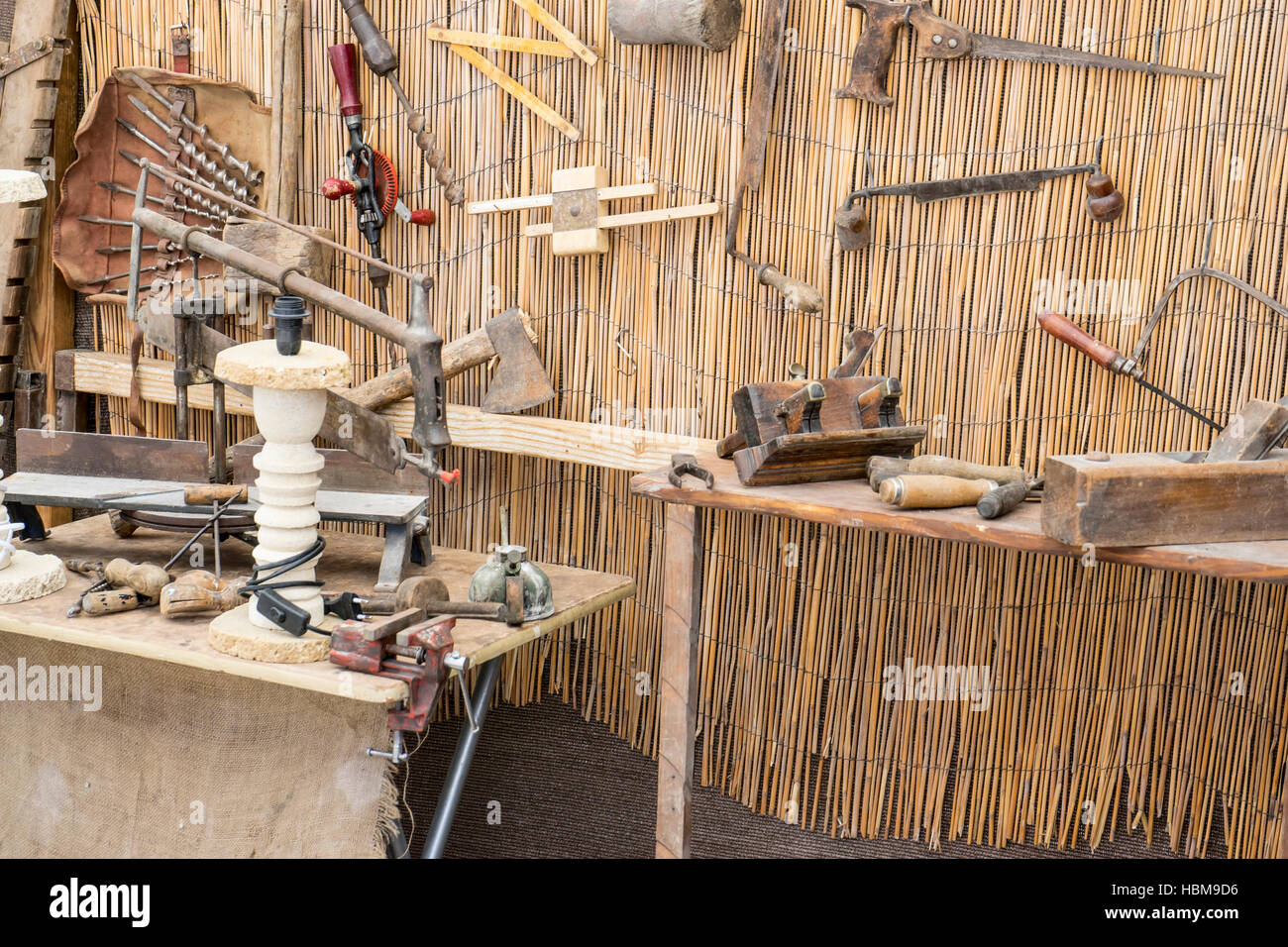 craft workshop traditional tools sculptor, wood, hammers and chisels ...