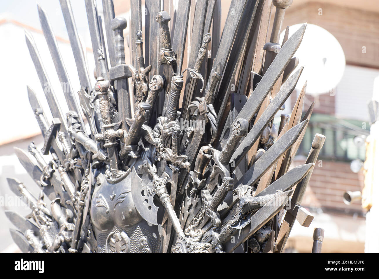 royal throne made of iron swords, seat of the king, symbol of power and ...