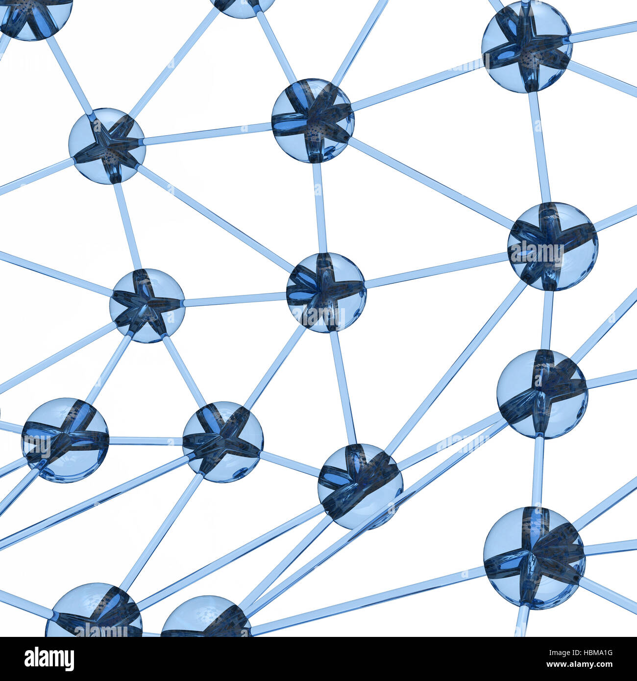 blue glass Molecular geometric chaos abstract structure. Science technology network connection ...