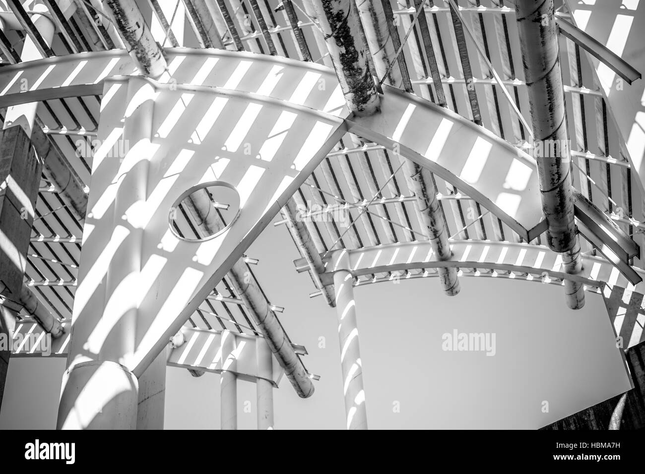 Forged steel structure, metal roof with metal bars and beams Stock ...