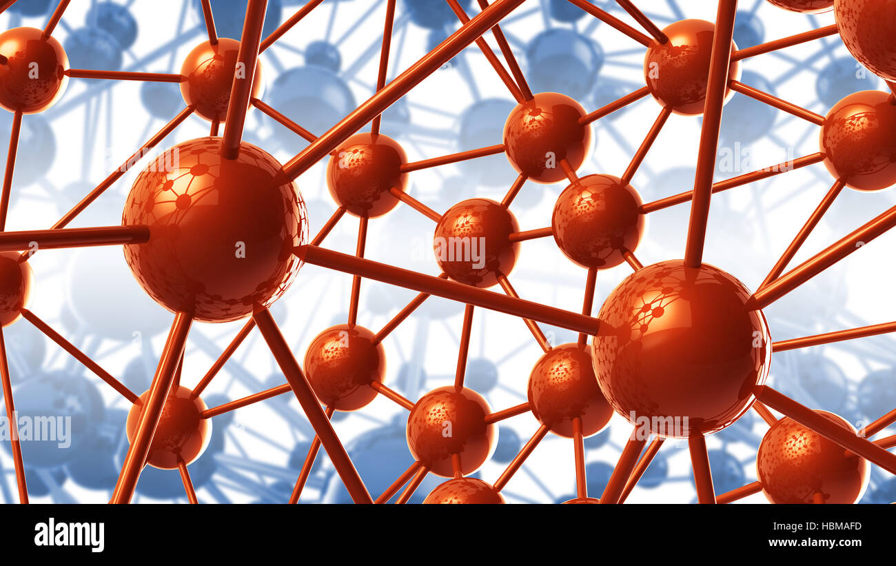 blue and orange Molecular geometric chaos abstract structure. Science ...