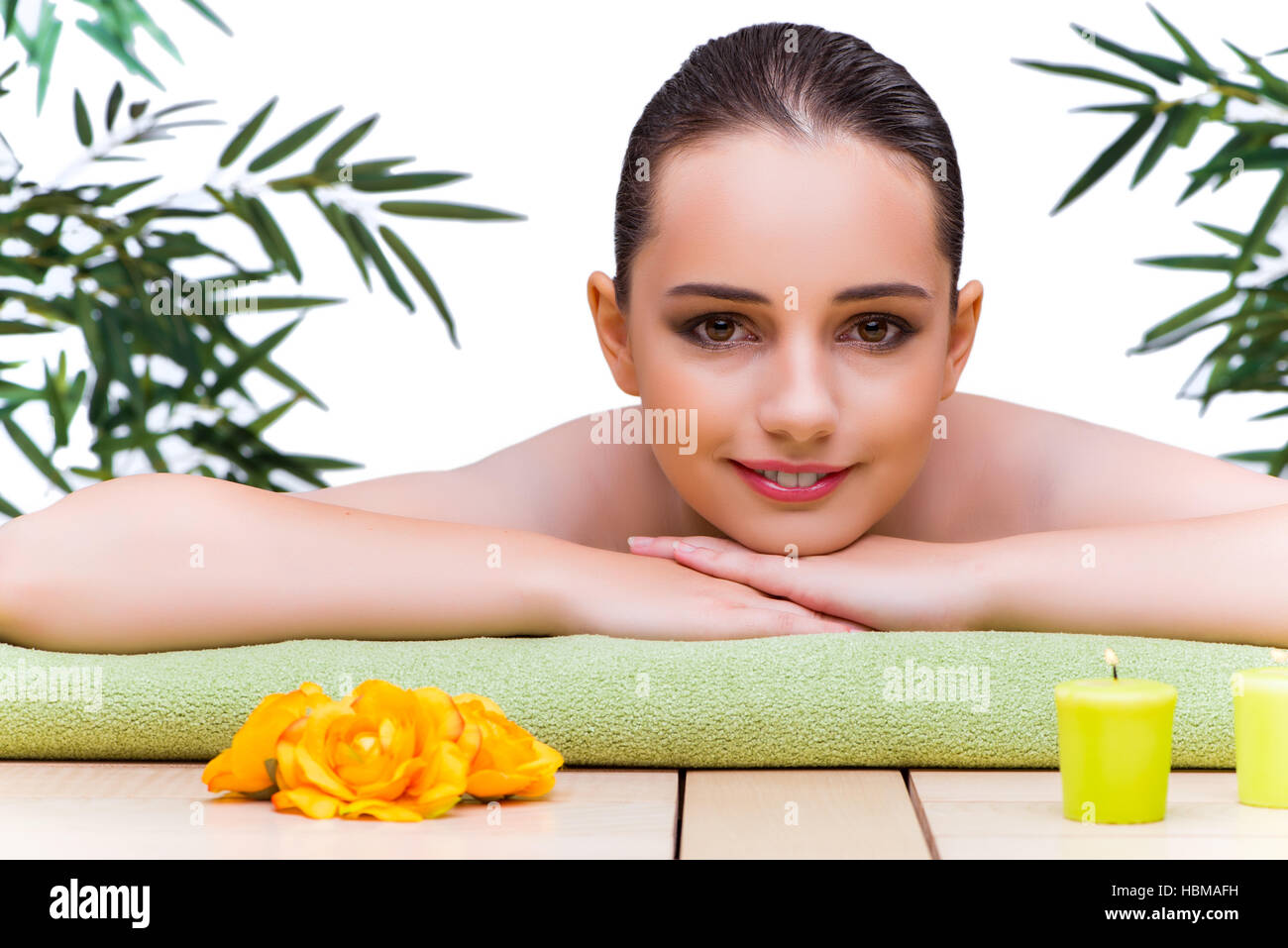 Young woman enjoying spa treatment Stock Photo - Alamy
