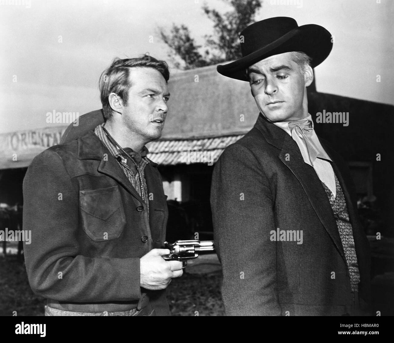 DAWN AT SOCORRO, from left: Alex Nichol, Rory Calhoun, 1954 Stock Photo ...