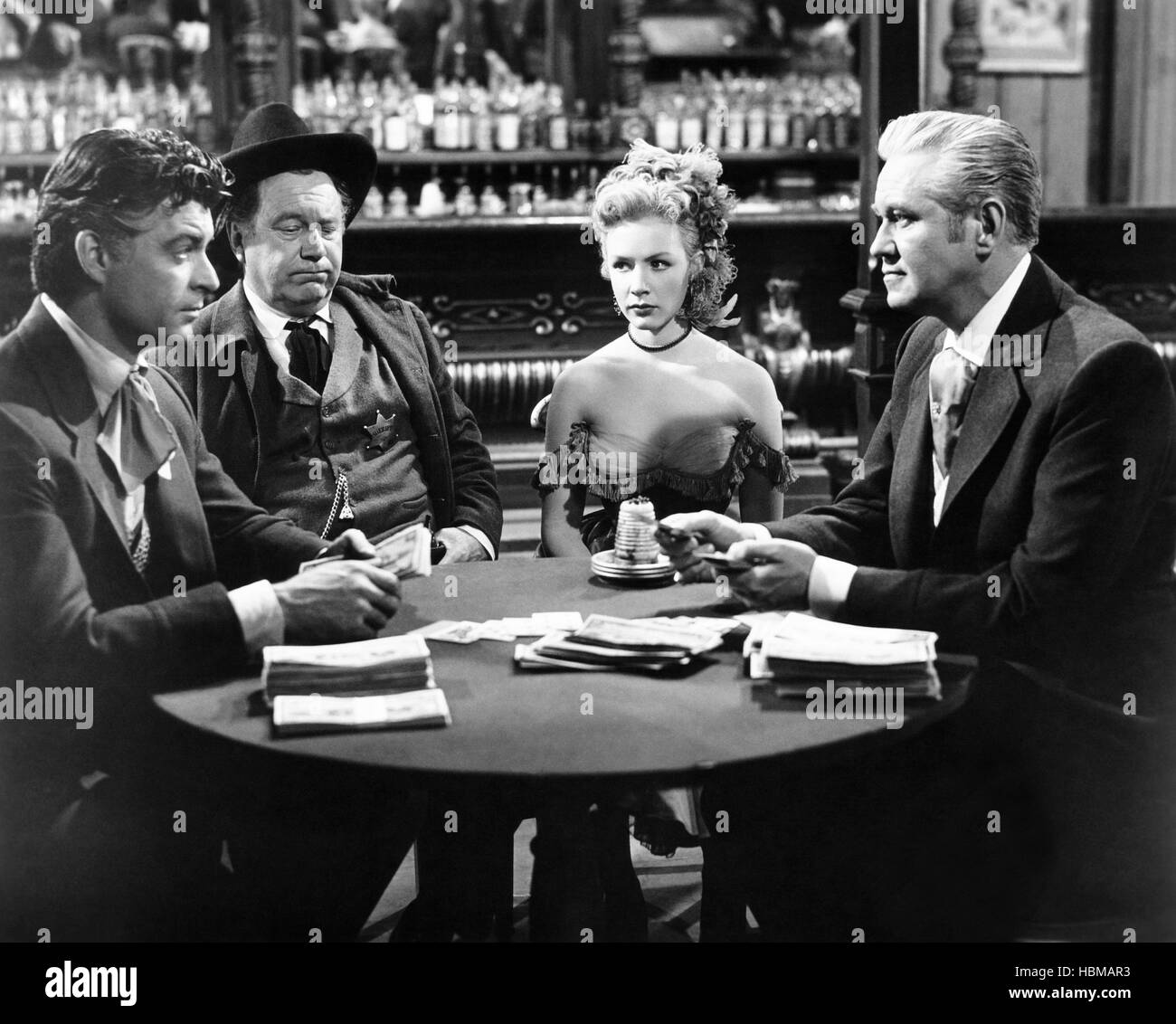 DAWN AT SOCORRO, from left: Rory Calhoun, Edgar Buchanan, Piper Laurie ...
