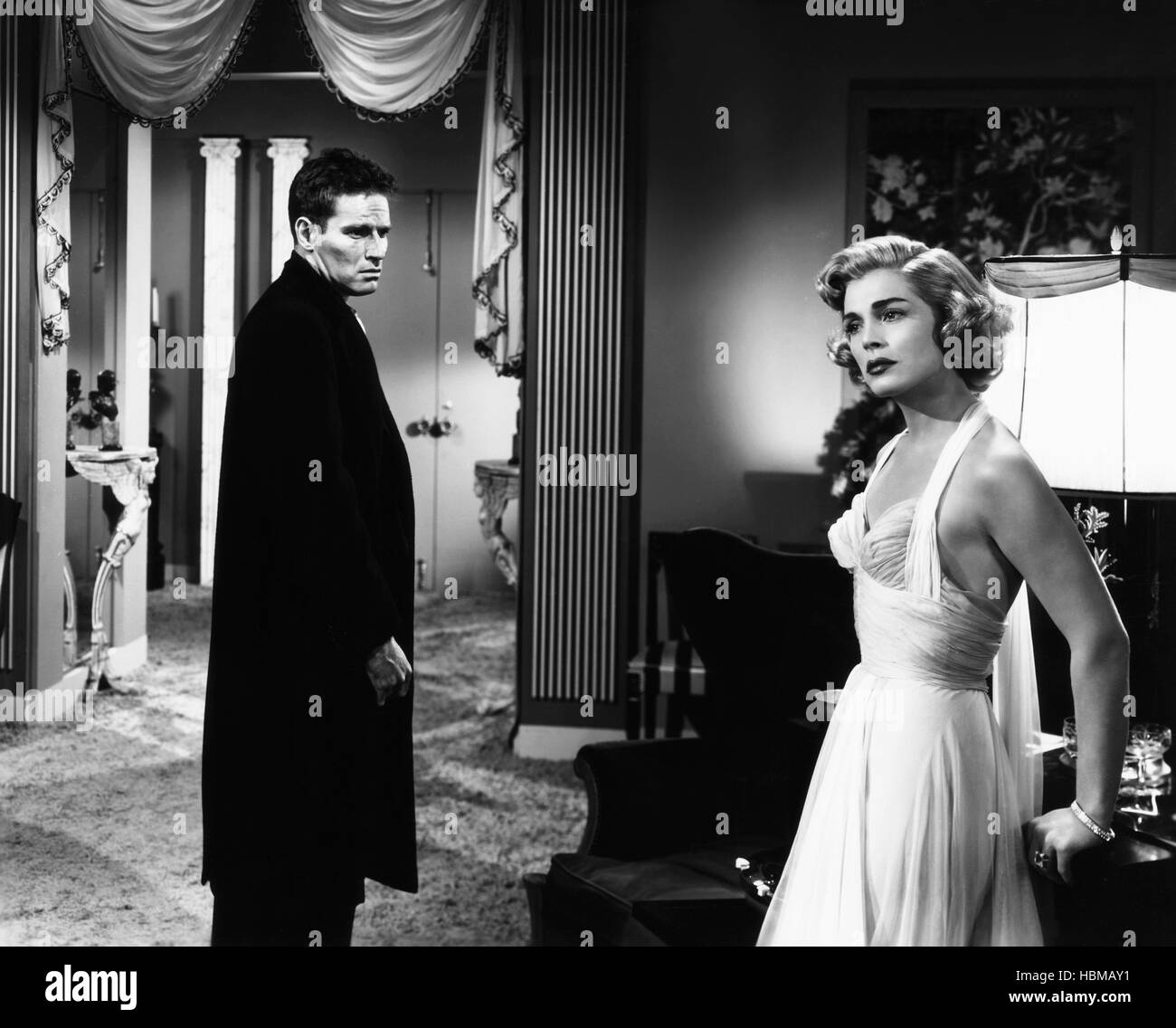 DARK CITY, from left: Charlton Heston, Lizabeth Scott, 1950 Stock Photo ...