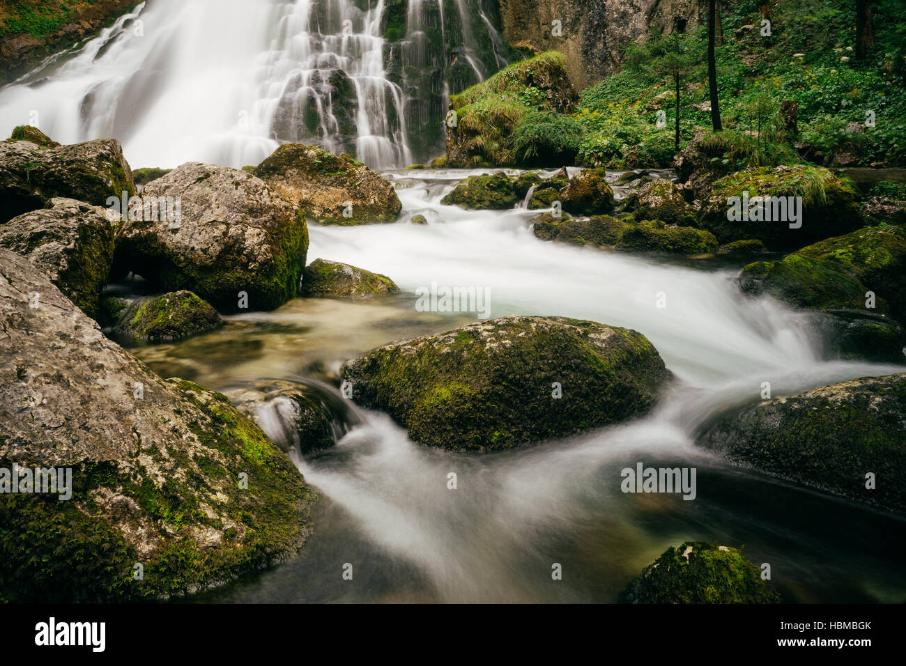 Gollinger waterfall long exposure view, Salzburg land, Austria Stock ...