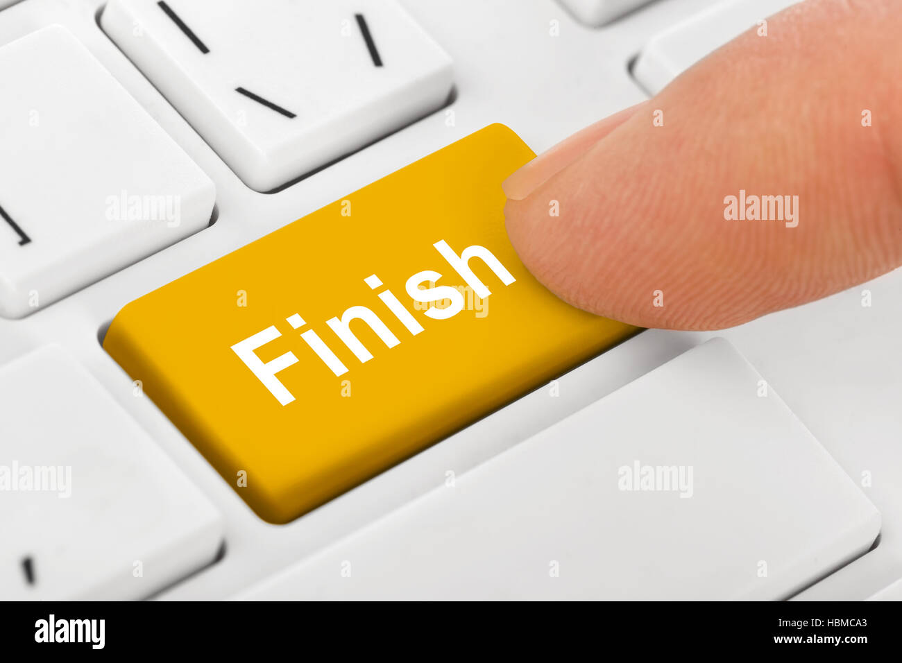 Computer notebook keyboard with Finish key Stock Photo - Alamy