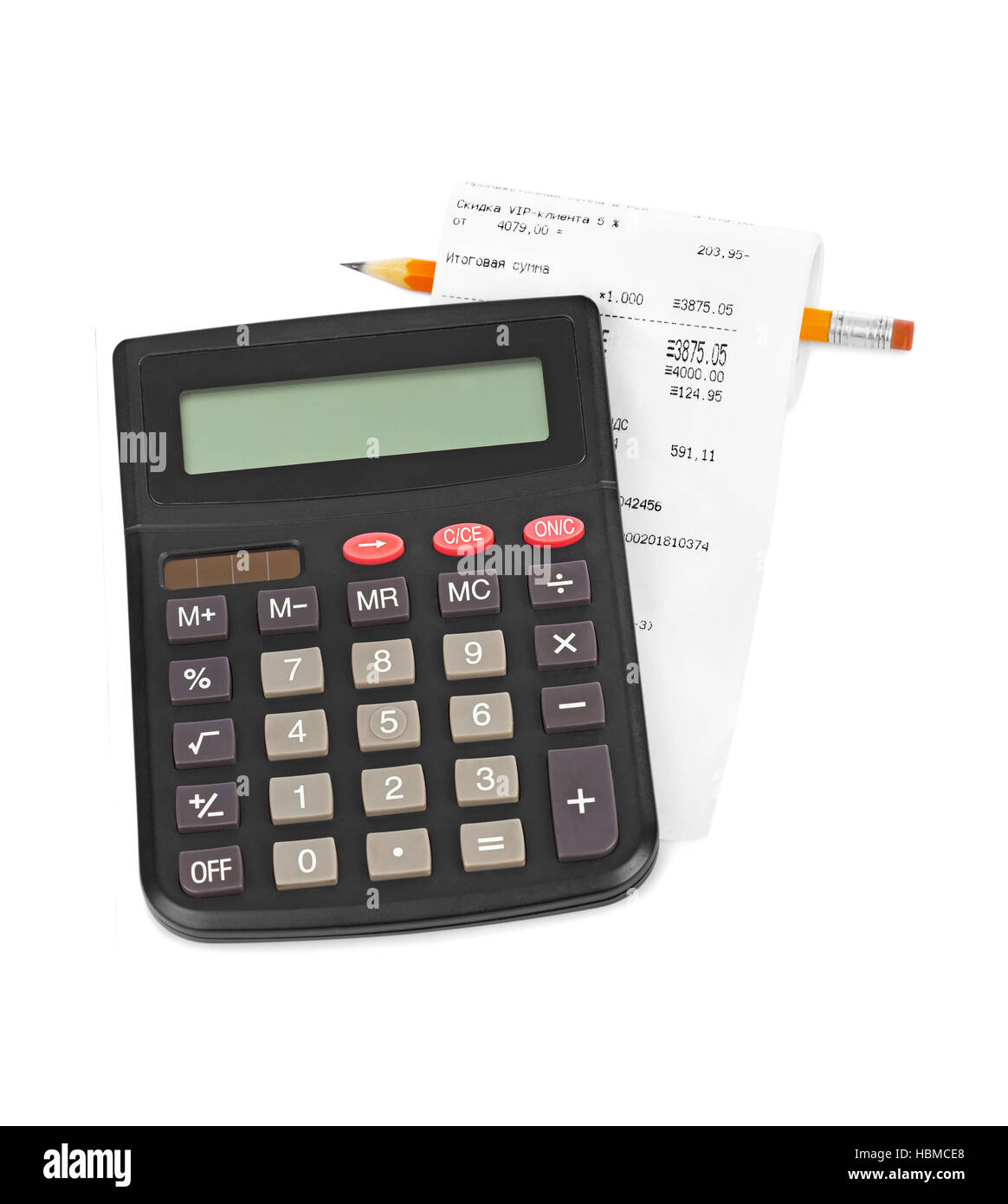 Receipt and calculator Stock Photo - Alamy